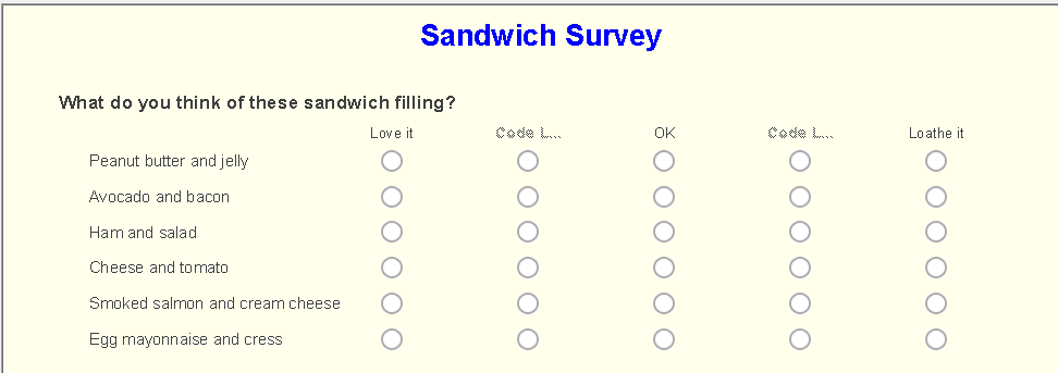 Laying out a grid question for an online survey | SnapSurveys