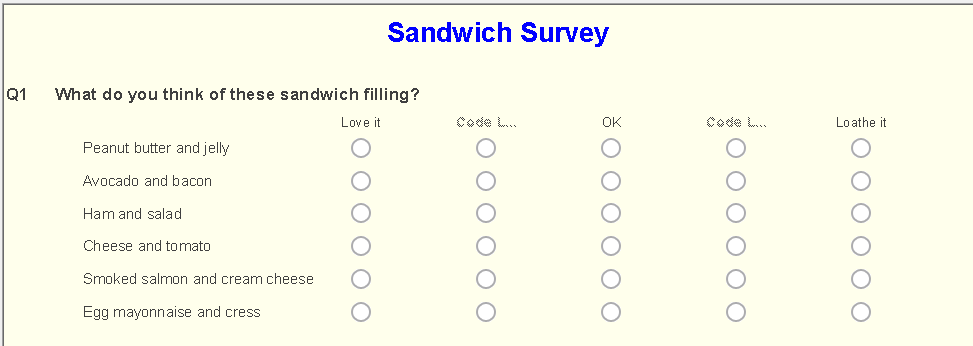 Laying out a grid question for an online survey | SnapSurveys