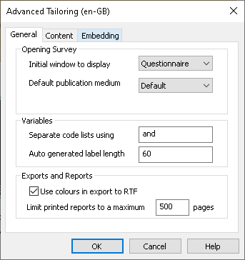Tailoring survey settings | SnapSurveys