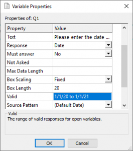 Setting valid ranges on a question | SnapSurveys