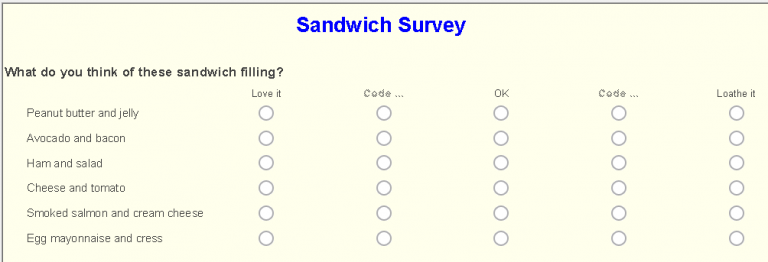 Laying out a grid question for an online survey | SnapSurveys