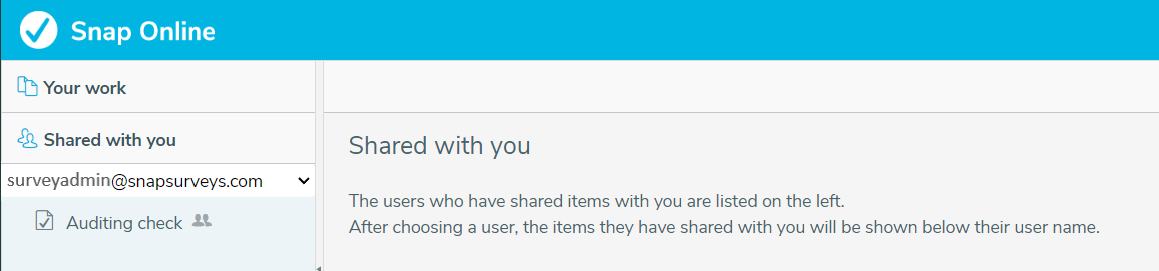 Sharing between users and teams of an organization | SnapSurveys