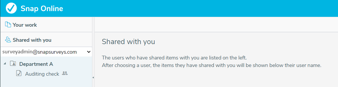 Sharing between users and teams of an organization | SnapSurveys