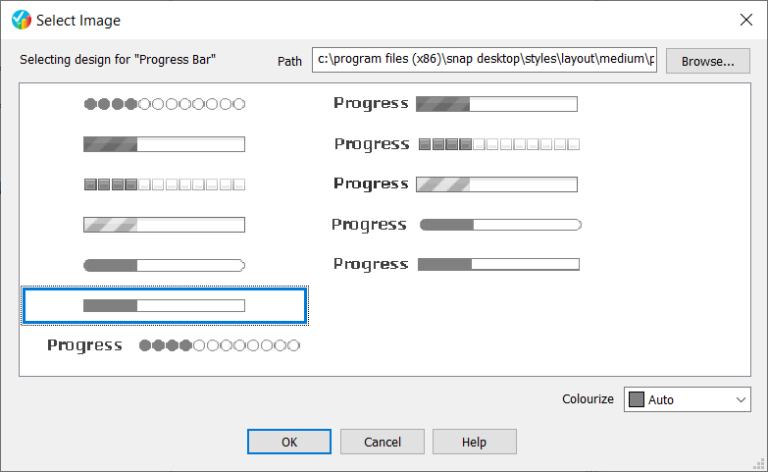 Select button or progress bar images | SnapSurveys