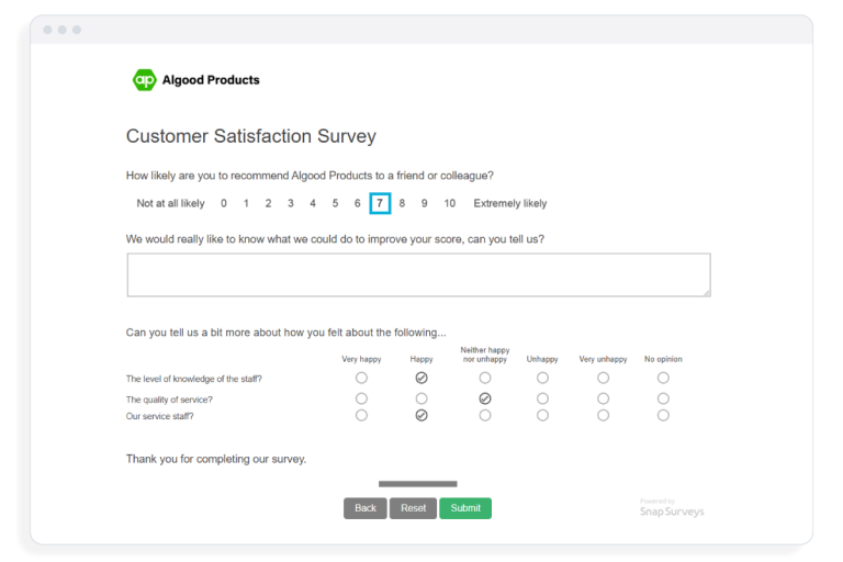 Customer Satisfaction Survey | Snap Surveys