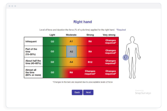 Musculoskeletal Disorders (MSD) Tool (HSE) | SnapSurveys